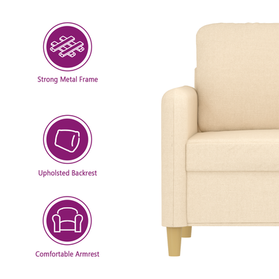 vidaXL 3-Seater Sofa Cream 210 cm Fabric | vidaXL.com.au