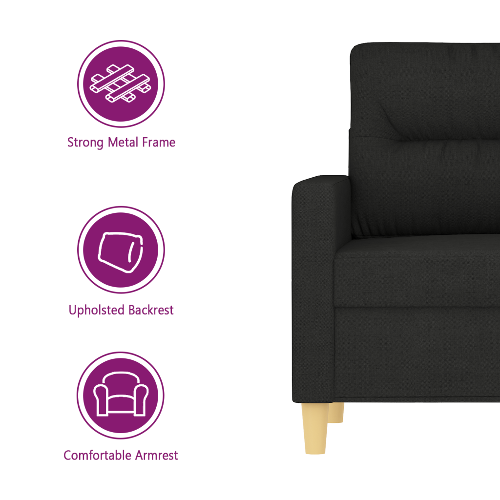 vidaXL Sofa Chair Black 60 cm Fabric | vidaXL.com.au