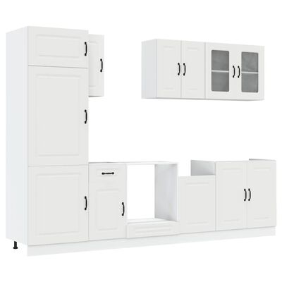 vidaXL 8 Piece Kitchen Cabinet Set Kalmar White Engineered Wood ...