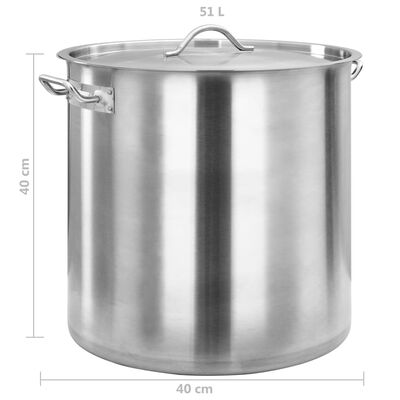 vidaXL Stock Pot 50 L 40x40 cm Stainless Steel | vidaXL.com.au
