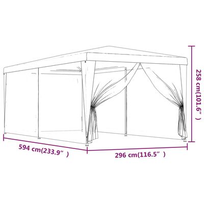 vidaXL Party Tent with 6 Mesh Sidewalls Anthracite 3x6 m HDPE | vidaXL ...