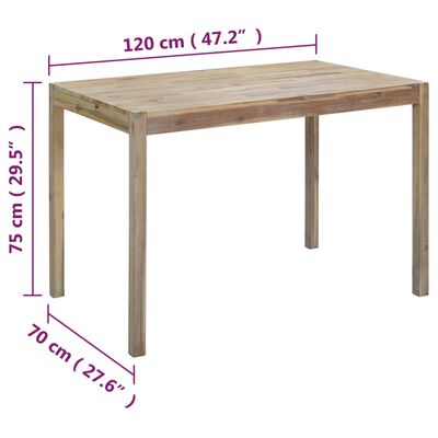 vidaXL Dining Table 120x70x75 cm Solid Acacia Wood | vidaXL.com.au