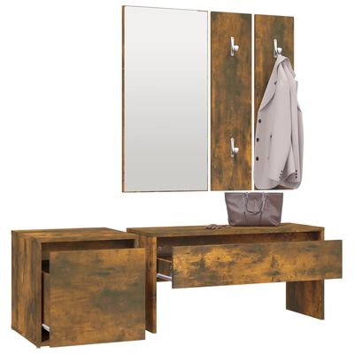 vidaXL Hallway Furniture Set Smoked Oak Engineered Wood | vidaXL.com.au