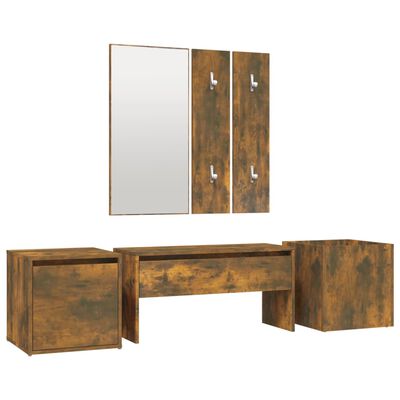 vidaXL Hallway Furniture Set Smoked Oak Engineered Wood | vidaXL.com.au