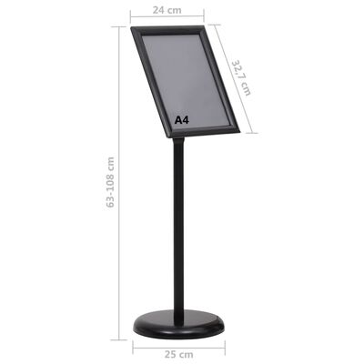 vidaXL A4 Pedestal Poster Stand Black Aluminium Alloy | vidaXL.com.au