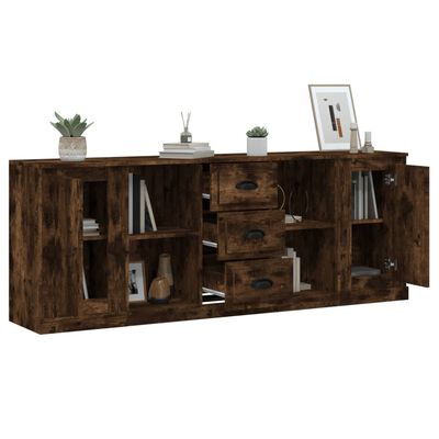 vidaXL Sideboards 3 pcs Smoked Oak Engineered Wood | vidaXL.com.au