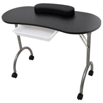 vidaXL Folding Manicure Nail Table with Castors Black | vidaXL.com.au