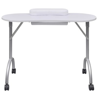 Folding Manicure Nail Table with Castors White | vidaXL.com.au