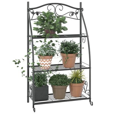 vidaXL Flower Rack Black 56x30x96 cm Steel | vidaXL.com.au