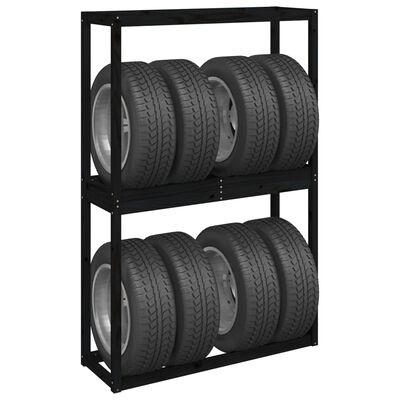 vidaXL Tire Rack Black 120x40x180 cm Solid Wood Pine | vidaXL.com.au