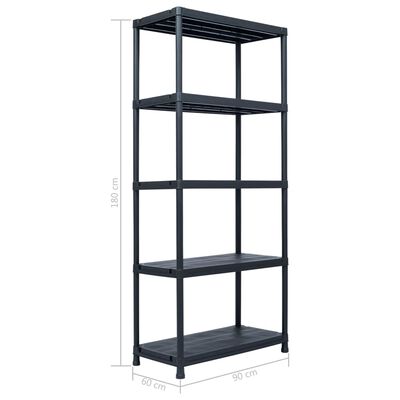 vidaXL Storage Shelf Rack Black 500 kg 90x60x180 cm Plastic | vidaXL.com.au