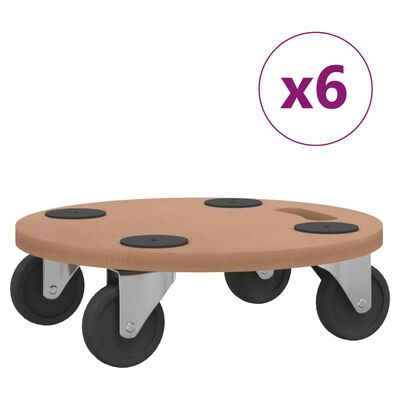 vidaXL Dolly Trolleys 6 pcs Round Engineered Wood | vidaXL.com.au