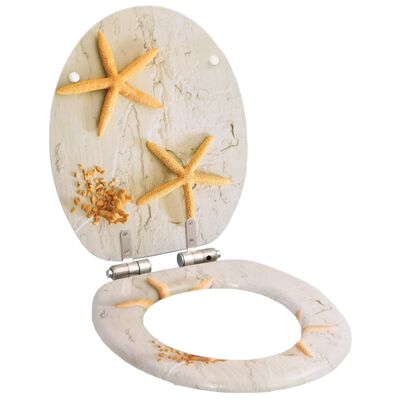 vidaXL WC Toilet Seat with Soft Close Lid MDF Starfish Design | vidaXL ...