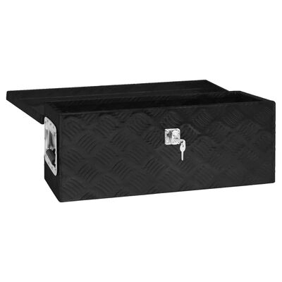 vidaXL Storage Box Black 60x23.5x23 cm Aluminium | vidaXL.com.au