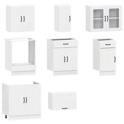 vidaXL 8 Piece Kitchen Cabinet Set Kalmar White Engineered Wood ...