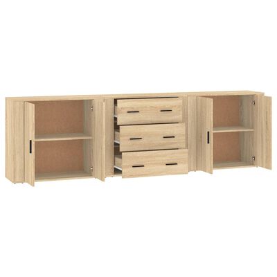 vidaXL Sideboards 3 pcs Sonoma Oak Engineered Wood | vidaXL.com.au
