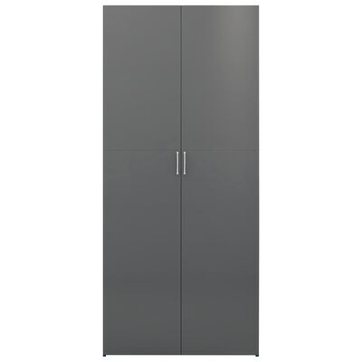 vidaXL Storage Cabinet High Gloss Grey 80x35.5x180 cm Chipboard ...