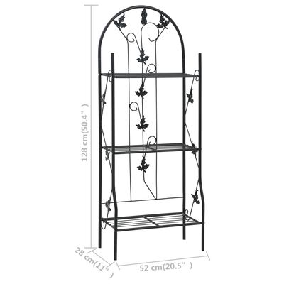 vidaXL 3-Layer Plant Rack Black 52x28x128 cm Iron | vidaXL.com.au