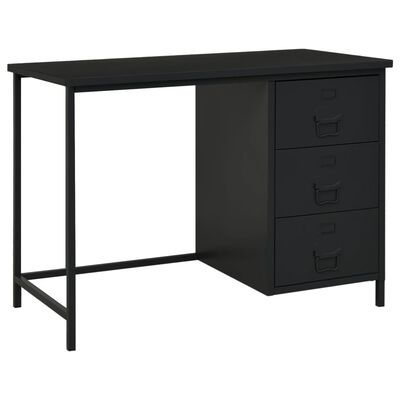 vidaXL Industrial Desk with Drawers Black 105x52x75 cm Steel | vidaXL ...
