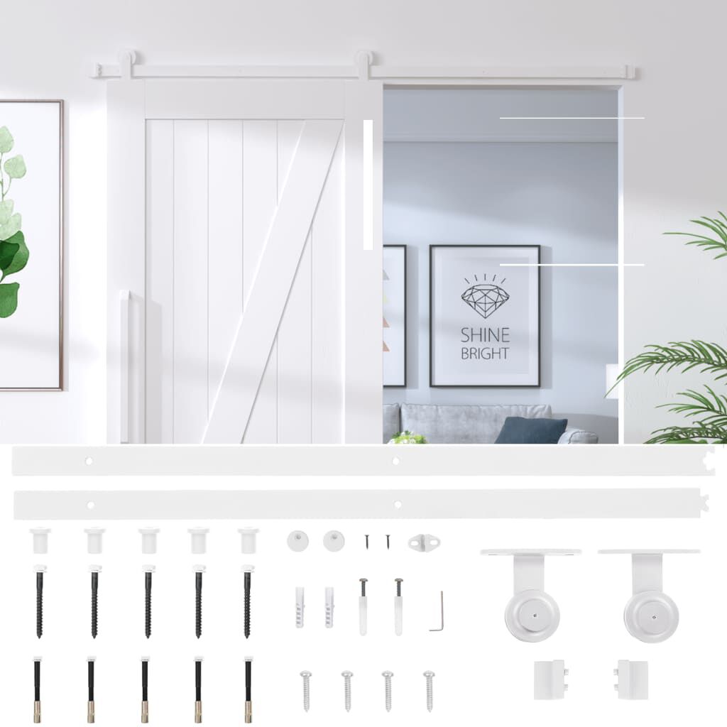 vidaXL Sliding Door Hardware Kit 200 cm Steel White | vidaXL.com.au