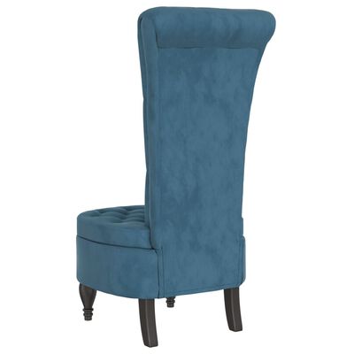 vidaXL High Back Chair Blue Velvet Button Design | vidaXL.com.au