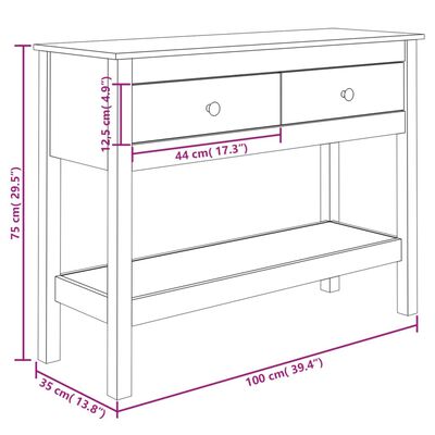 vidaXL Console Table 100x35x75 cm Solid Wood Pine | vidaXL.com.au