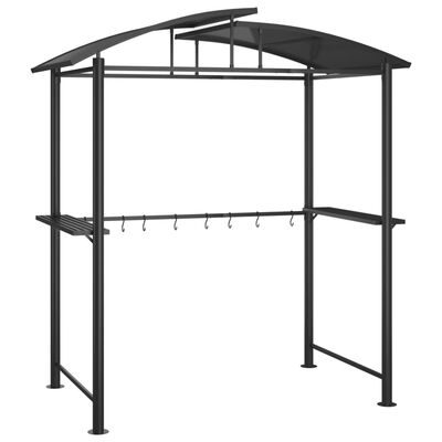 vidaXL BBQ Gazebo with Side Shelves Anthracite 210x114x230 cm Steel ...