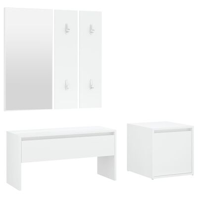 vidaXL Hallway Furniture Set White Engineered Wood | vidaXL.com.au