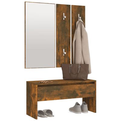 vidaXL Hallway Furniture Set Smoked Oak Engineered Wood | vidaXL.com.au