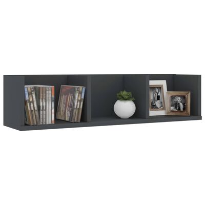 vidaXL CD Wall Shelf Grey 75x18x18 cm Engineered Wood | vidaXL.com.au