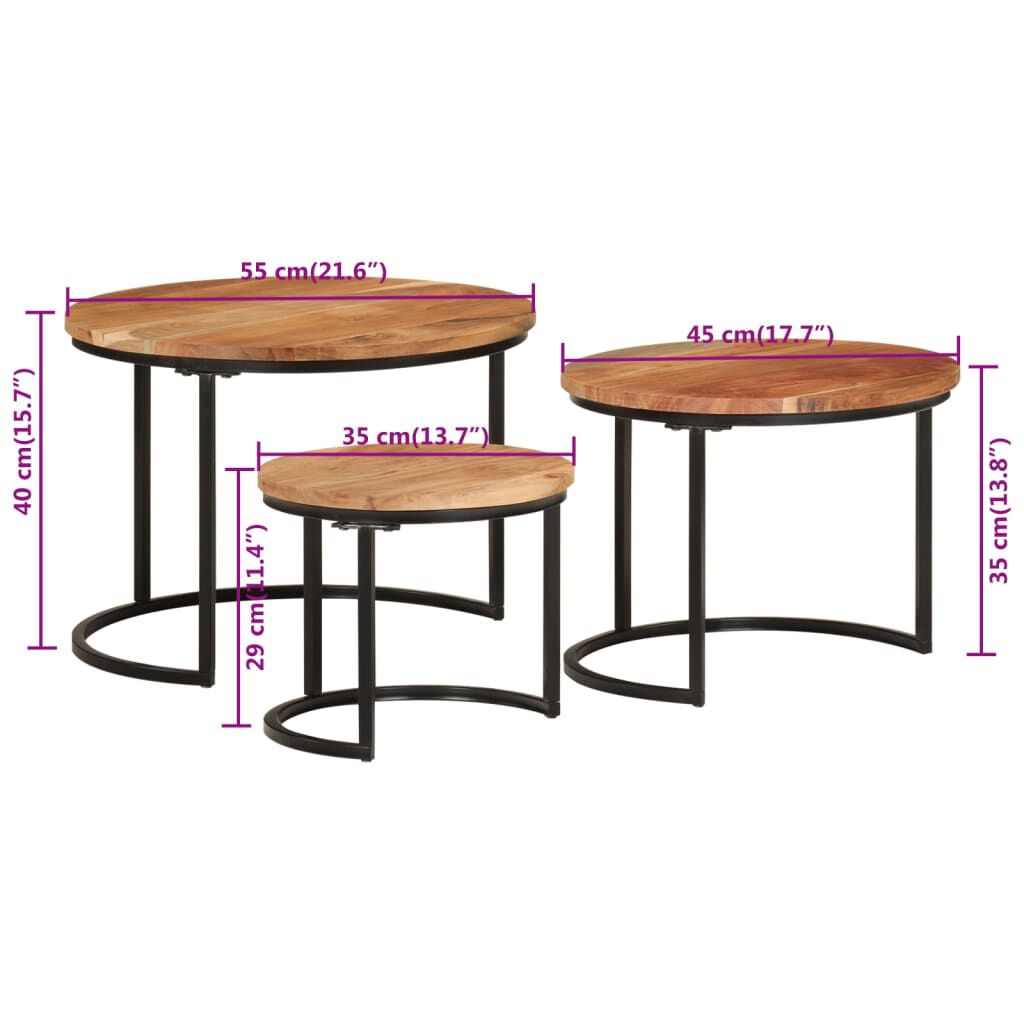 vidaXL Nesting Tables 3 pcs Solid Wood Acacia | vidaXL.com.au