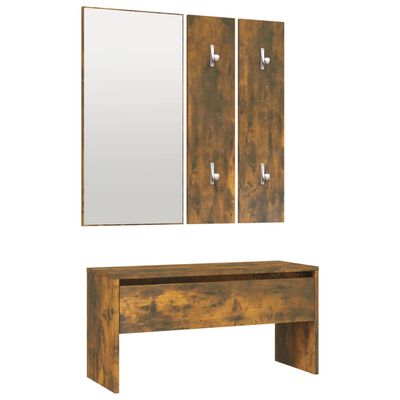 vidaXL Hallway Furniture Set Smoked Oak Engineered Wood | vidaXL.com.au