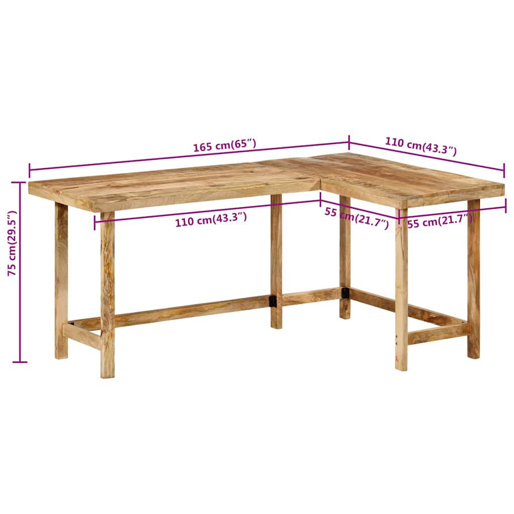 vidaXL Desk 165x110x75 cm Solid Wood Mango | vidaXL.com.au