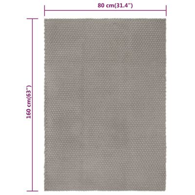 vidaXL Rug Rectangular Grey 80x160 cm Cotton | vidaXL.com.au