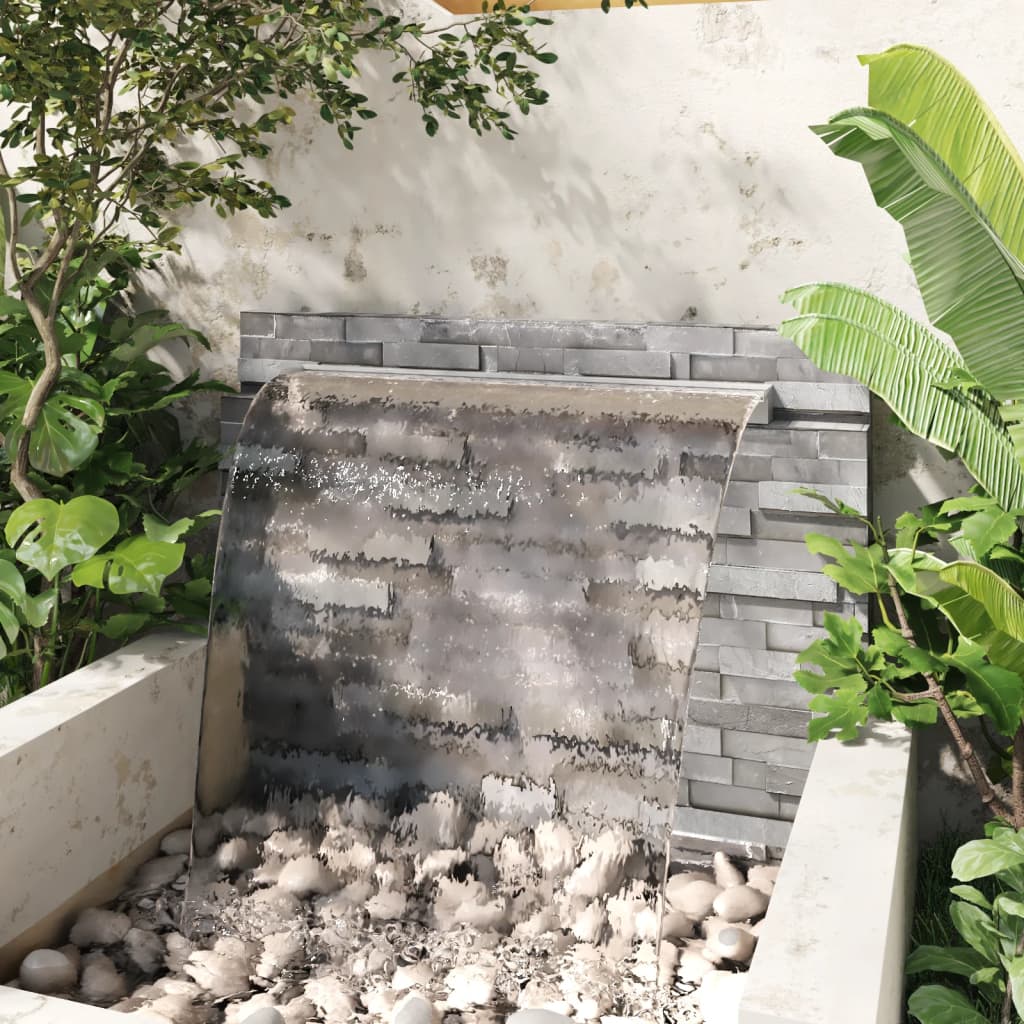 vidaXL Rectangular Waterfall Pool Fountain Stainless Steel 110 cm ...