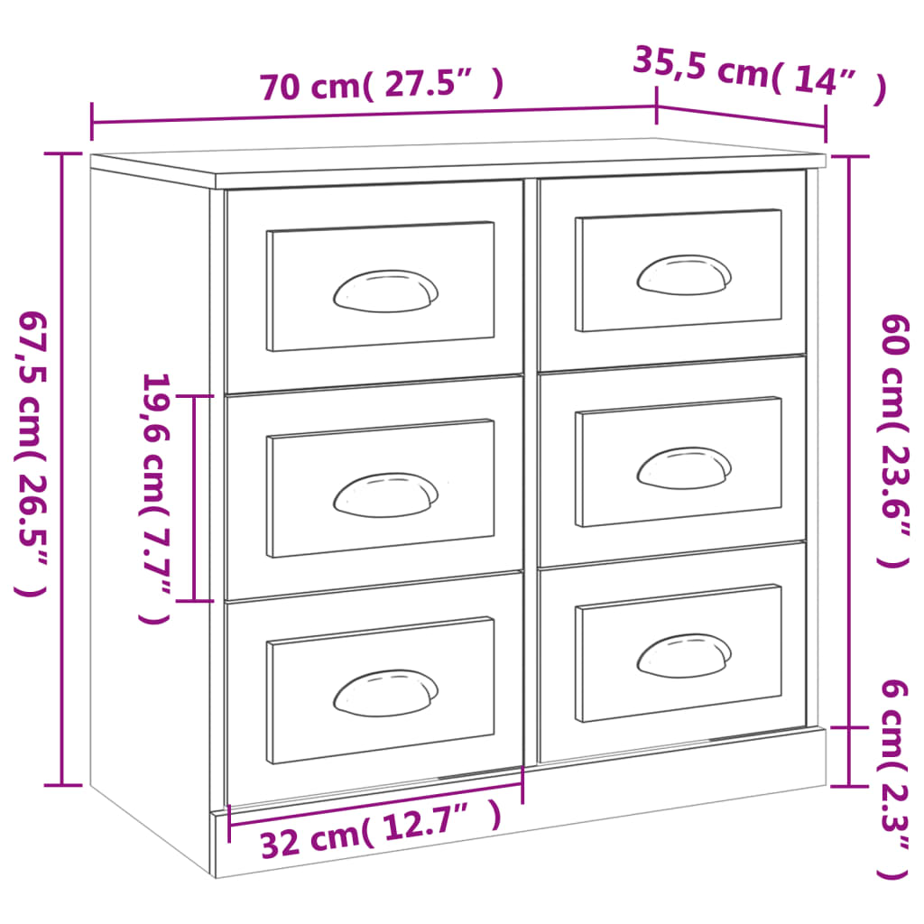 vidaXL Sideboards 2 pcs Black Engineered Wood | vidaXL.com.au