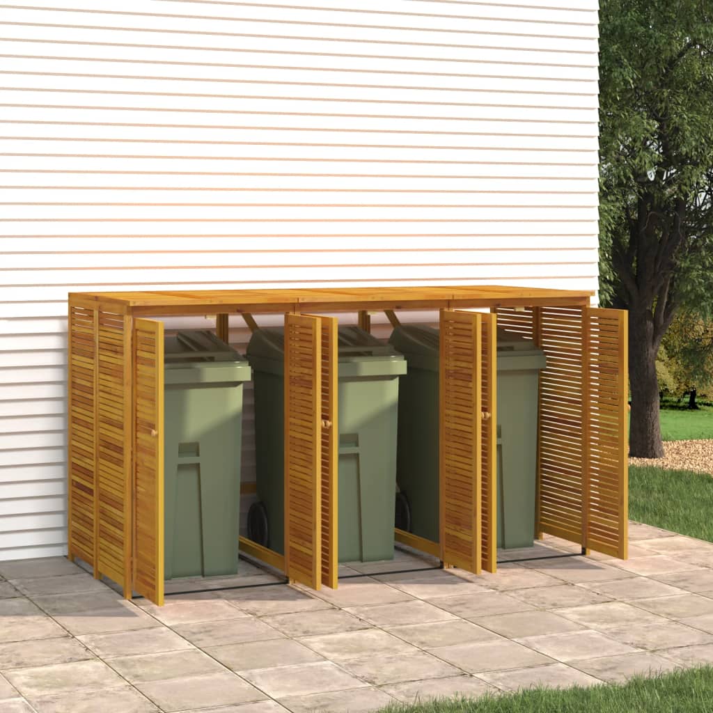 vidaXL Triple Garbage Bin Shed 210x89x117 cm Solid Wood Acacia | vidaXL ...