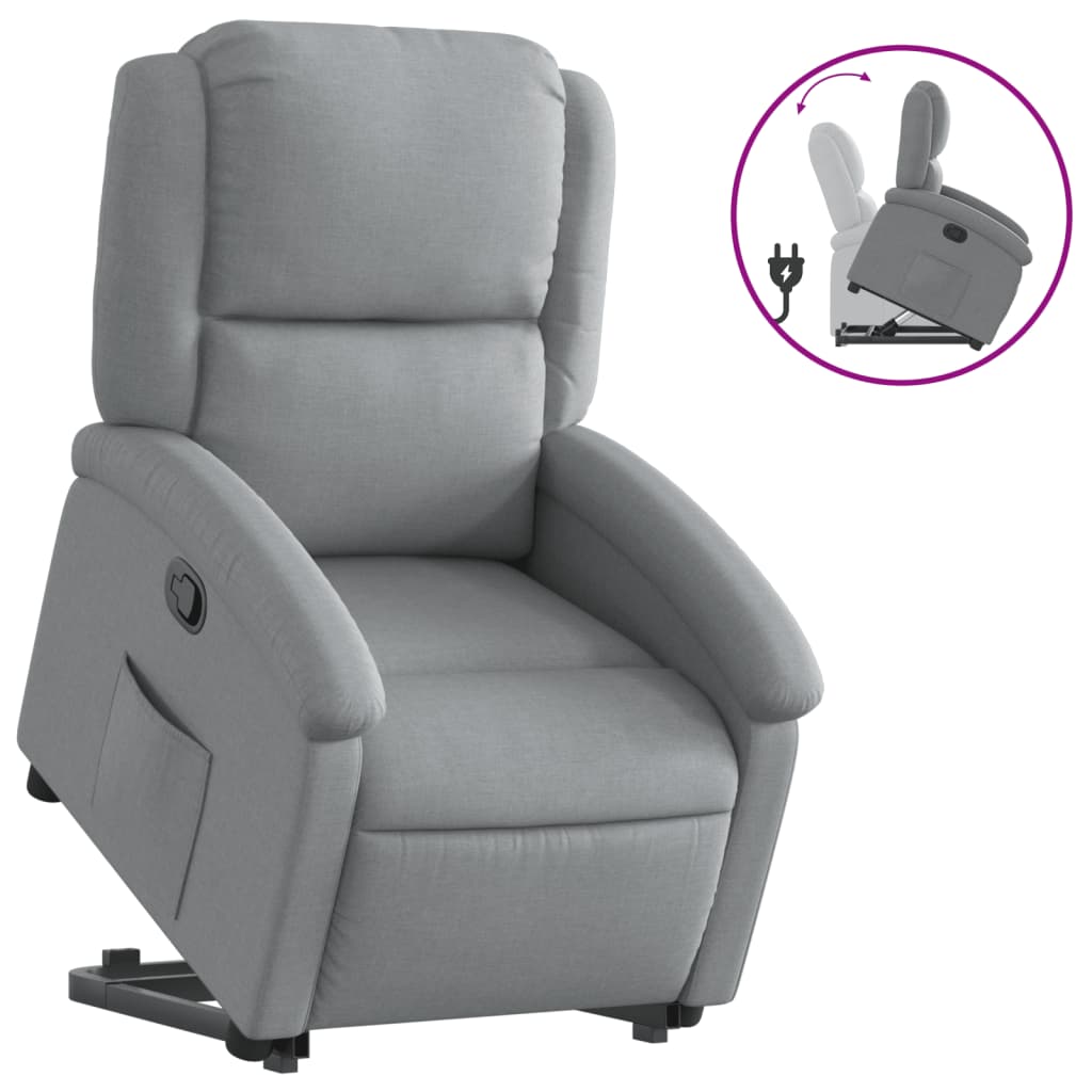 vidaXL Stand up Recliner Chair Light Grey Fabric | vidaXL.com.au