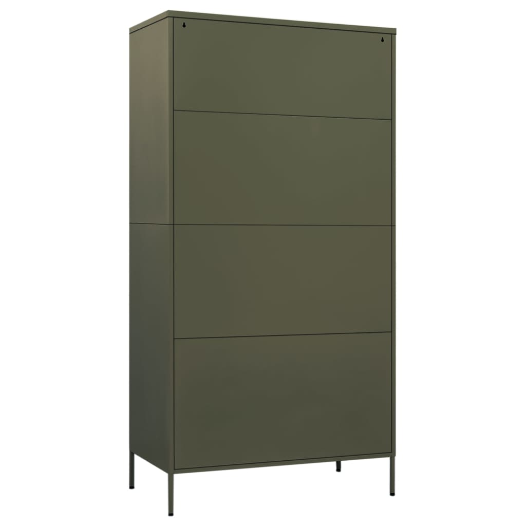 vidaXL Wardrobe Olive Green 90x50x180 cm Steel | vidaXL.com.au