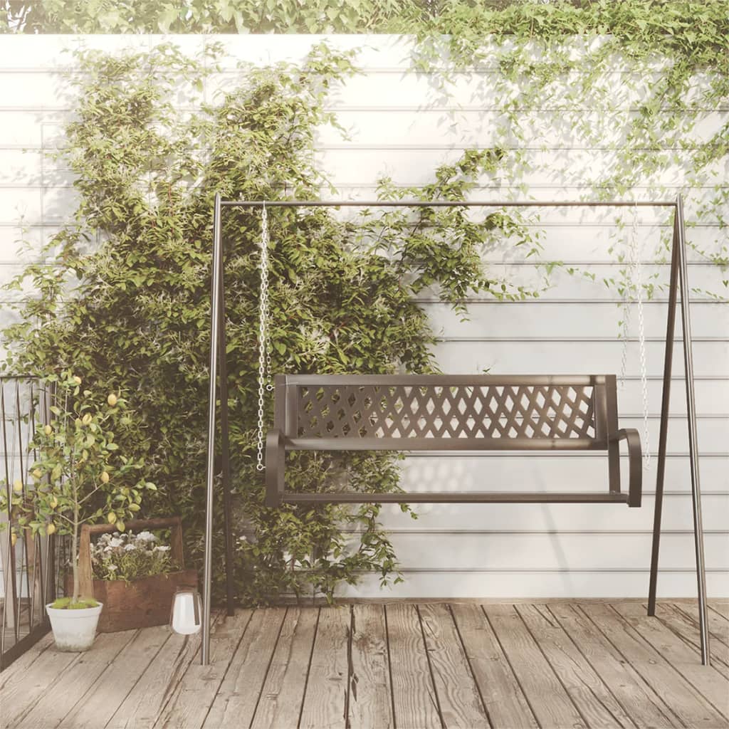 vidaXL Garden Swing Bench 125 cm Steel and Plastic Black | vidaXL.com.au