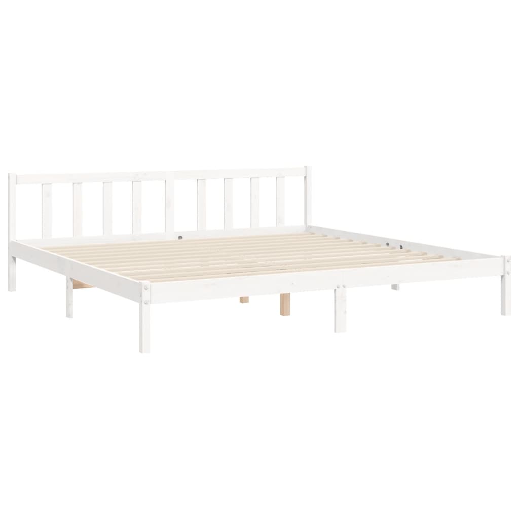 vidaXL Bed Frame with Headboard White 180x200 cm Super King Solid Wood ...
