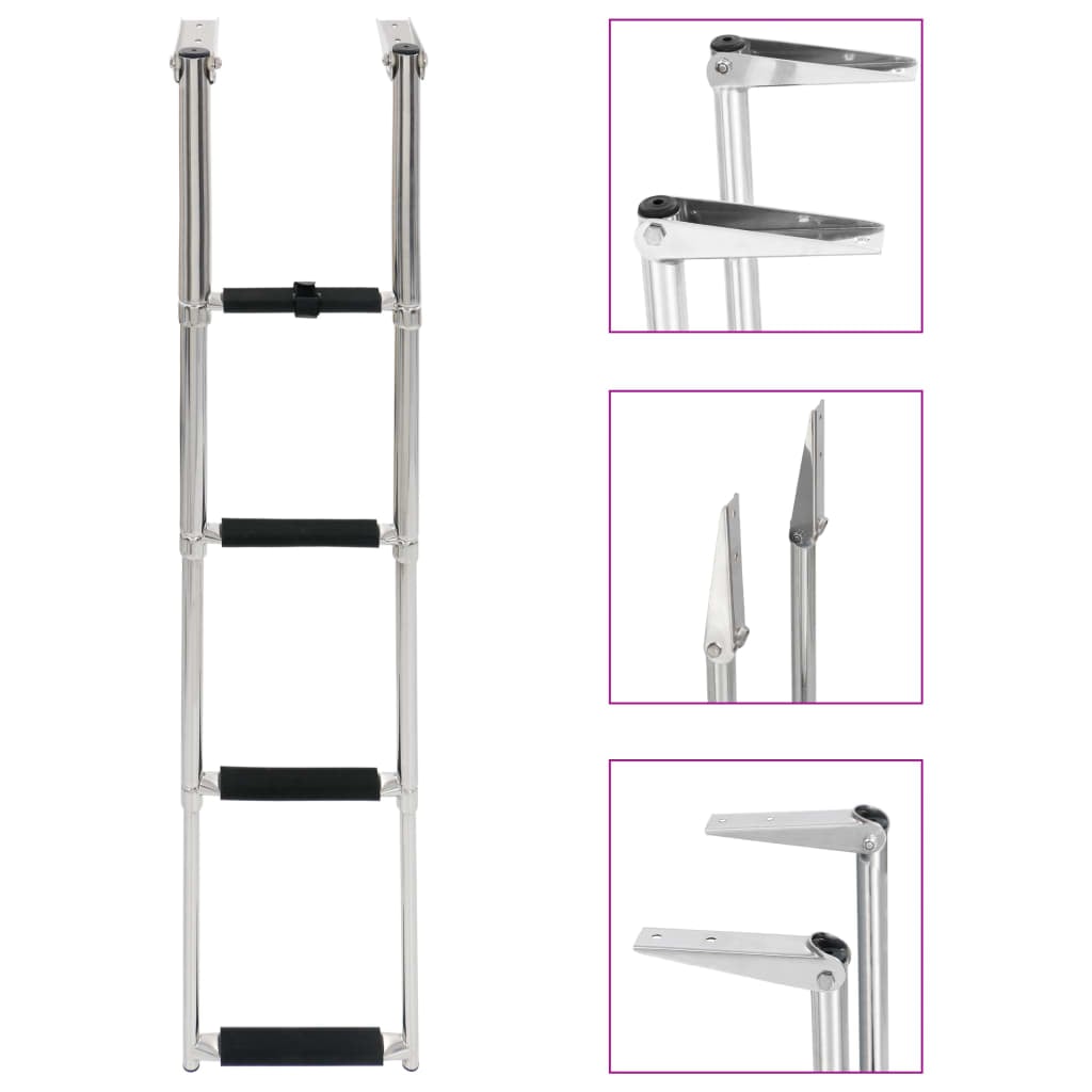 vidaXL Folding Boarding Ladder 4-step Stainless Steel | vidaXL.com.au