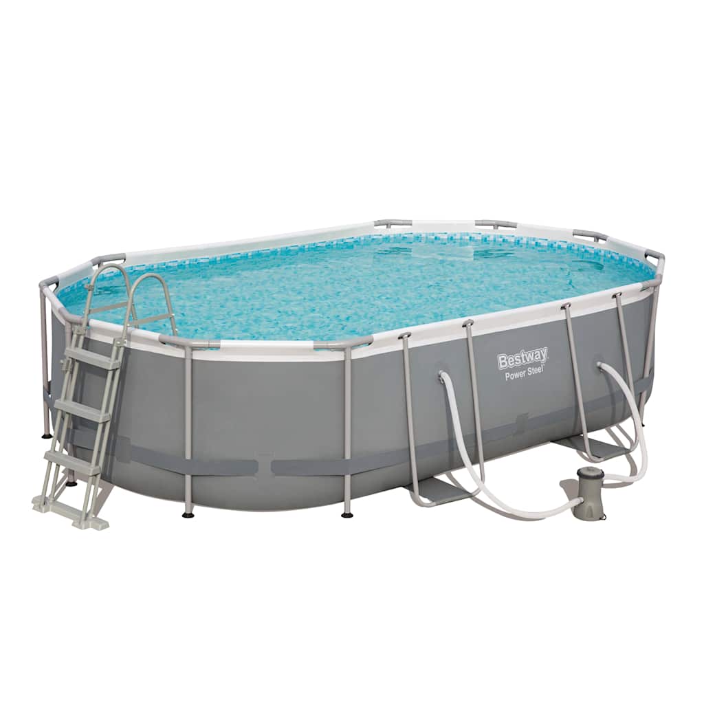 Bestway Power Steel Swimming Pool Set Oval 488x305x107 cm | vidaXL.com.au