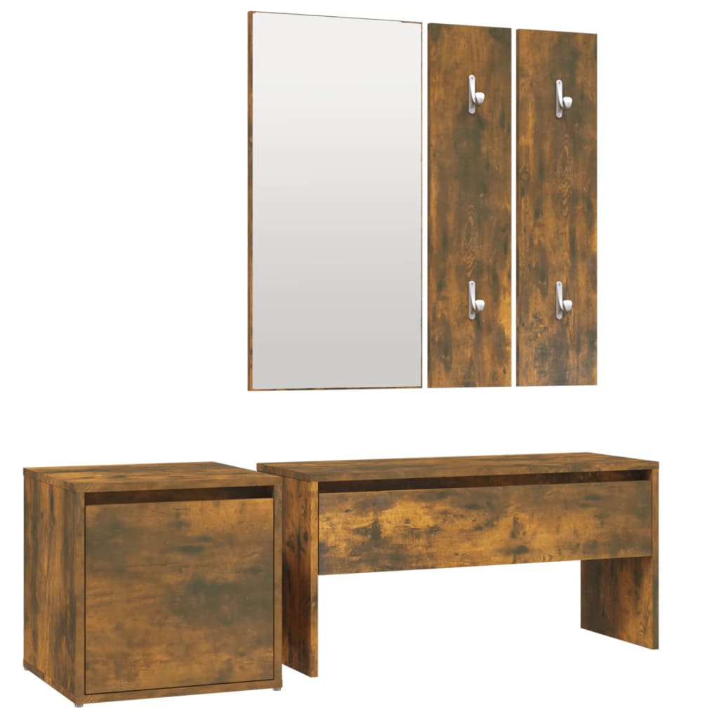 vidaXL Hallway Furniture Set Smoked Oak Engineered Wood | vidaXL.com.au