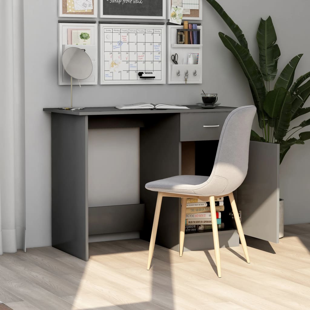 vidaXL Desk Grey 100x50x76 cm Engineered Wood | vidaXL.com.au