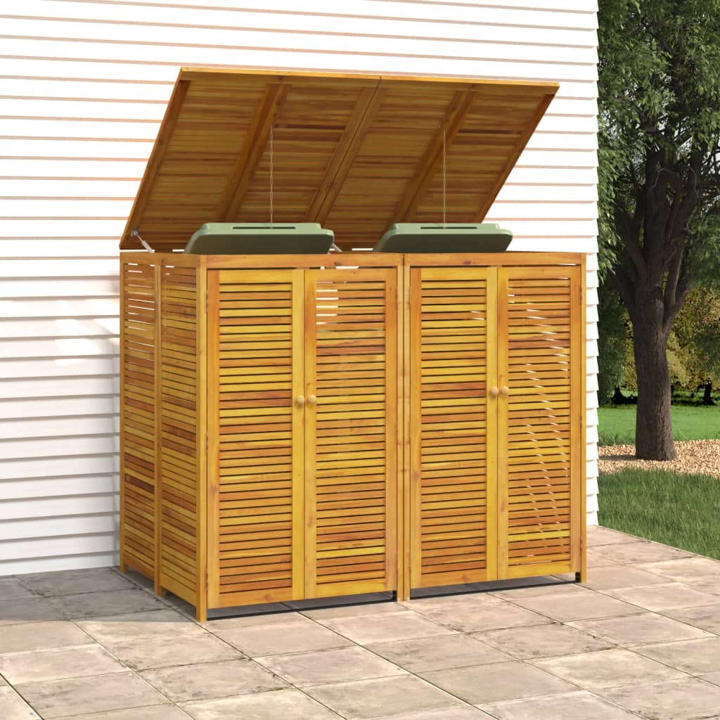 vidaXL Double Garbage Bin Shed 140x89x117 cm Solid Wood Acacia | vidaXL ...