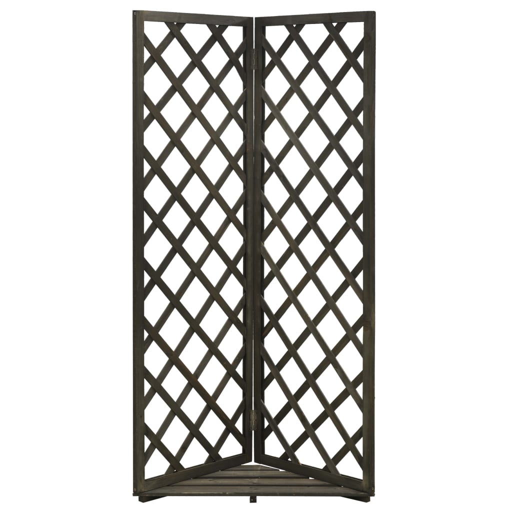 vidaXL Corner Trellis Planter Grey 50x50x145 cm Solid Firwood | vidaXL ...