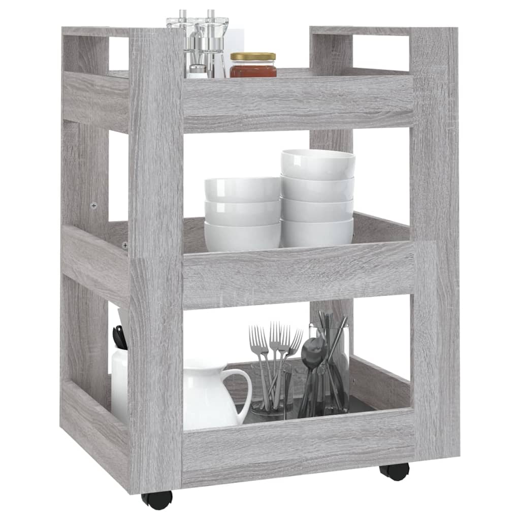vidaXL Kitchen Trolley Grey Sonoma 60x45x80 cm Engineered Wood | vidaXL ...