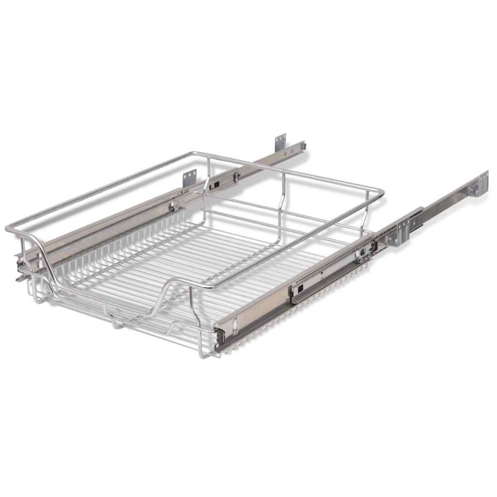 vidaXL Pull-Out Wire Baskets 2 pcs Silver 500 mm | vidaXL.com.au