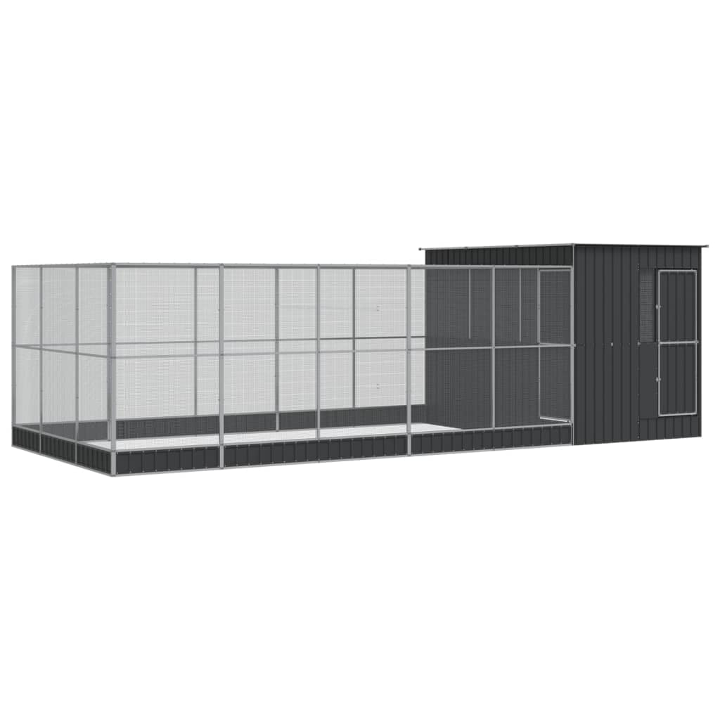 vidaXL Aviary with Extension Silver 704x303x216 cm Steel | vidaXL.com.au